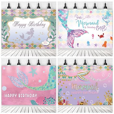 Badu Bg Фонове на русалка Фотография за декорации за парти за рожден ден Деца Бебе момиче Опашка