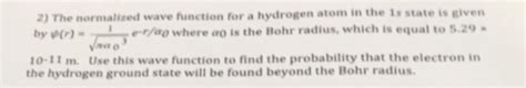 Solved The Normalized Wave Function For A Hydrogen Atom Chegg