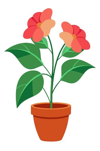 Impatiens 플랜트 최소 설계 터 일러스트레이션 프리미엄 Ai 생성 벡터