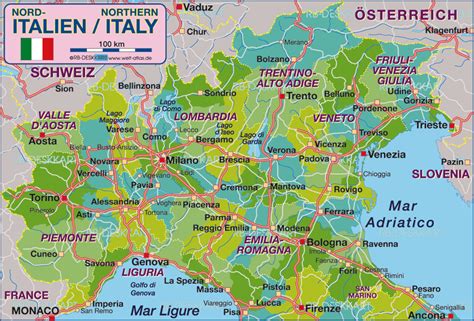 Map Of Northern Italy Politically Region In Italy Welt Atlasde