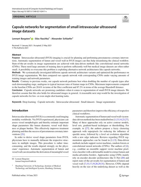Pdf Capsule Networks For Segmentation Of Small Intravascular Ultrasound Image Datasets