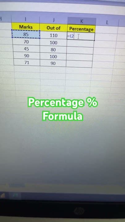 Calculate The Percentage Formula In Excel Shorts Excel Exceltips Youtube