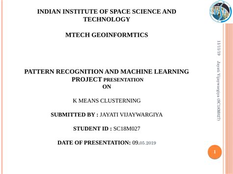 Pdf K Means Clustering Machine Learning Project