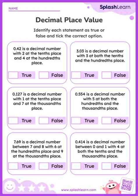 Year 6 Maths Decimal Place Value Worksheets Free Printable Age 10