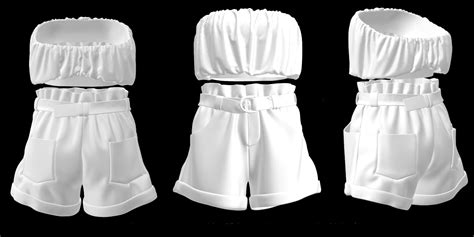 Artstation Spring Girl Cloud Shape Top Corduroy Shorts Obj File Tex Resources