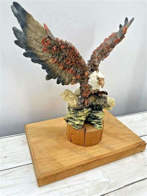 American Bald Eagle Mounted Sculpture Statue Resin Bird On Wood Mount