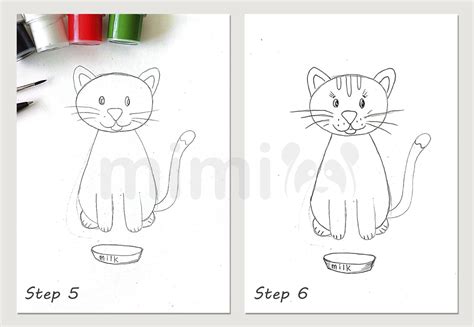Cat Drawing Step By Step Tutorial Mimi Panda