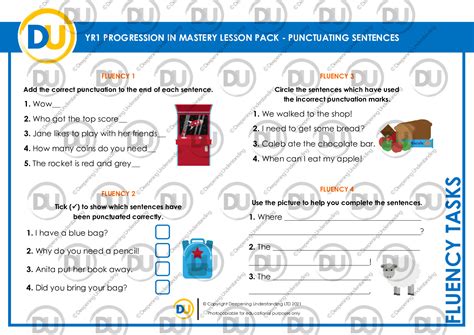 Yr1 Progression In Mastery Pack 022 Punctuating Sentences Planpanion