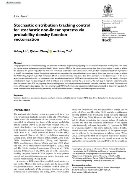 Pdf Stochastic Distribution Tracking Control For Stochastic Non