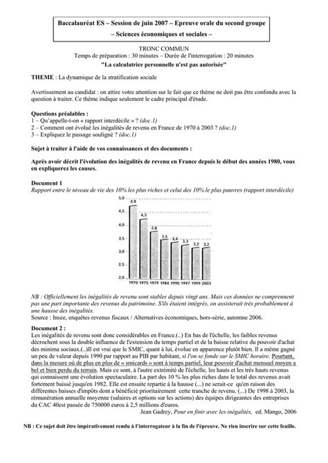 Enseignement De Tronc Commun Coefficient Sujet N