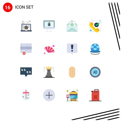 Stock Vector Icon Pack Of 16 Line Signs And Symbols For Received Ok Security Checked Education