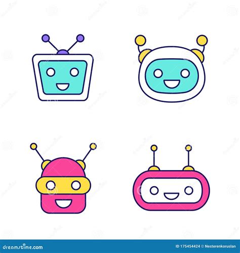 chatbots color icons set stock vector illustration of elements 175454424