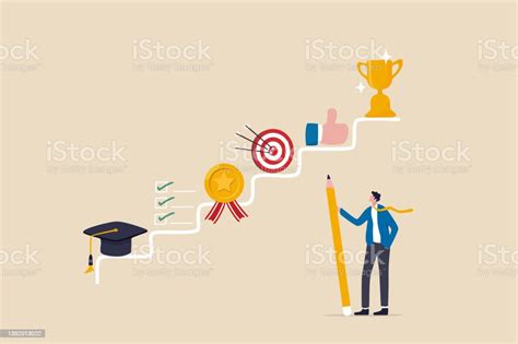 경력 계획 계획 및 성장 경력 기회 개발 단계 전문적인 성취 또는 비즈니스 성공 개념 계단에서 의 성공과 경력에 성공하기 위한