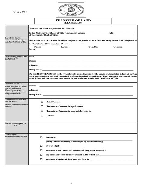 Transfer Of Land Nla Tr 1 Download Free Pdf Concurrent Estate