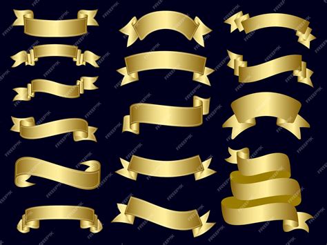 Premium Vector Golden Color Ribbon Elements Gold Outline Modern