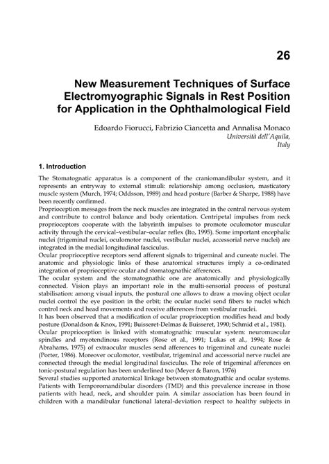Pdf New Measurement Techniques Of Surface Electromyographic Signals