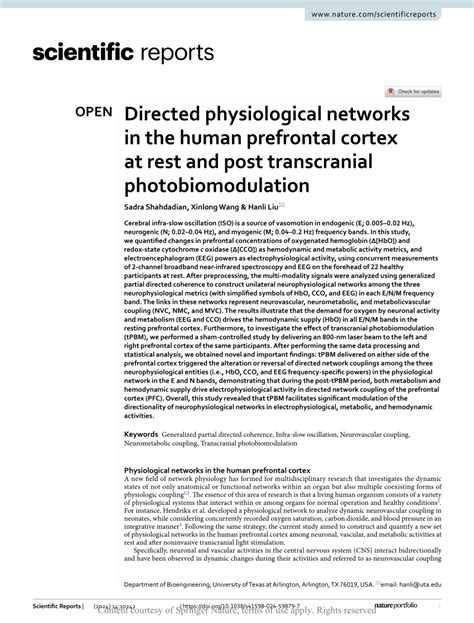 Pdf Directed Physiological Networks In The Human Prefrontal Cortex At Rest And Post