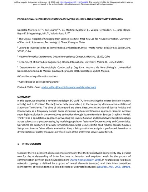 Pdf Populational Super Resolution Sparse Meeg Sources And Connectivity Estimation