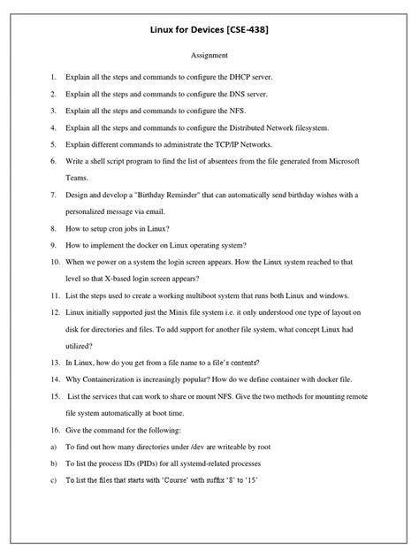 Assignments Pdf File System Linux