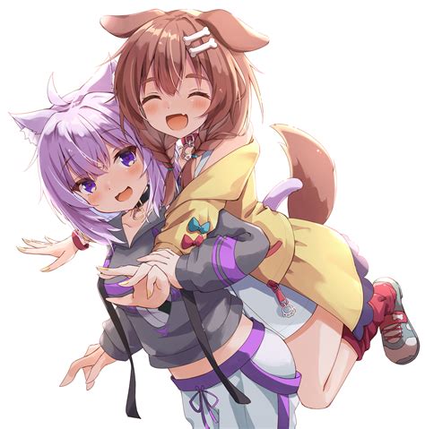 Safebooru 2girls D Animal Ears Bone Hair Ornament Braid Breasts