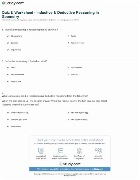 Inductive And Deductive Reasoning Worksheet Lovely Quiz And Worksheet Inductive And Deductive