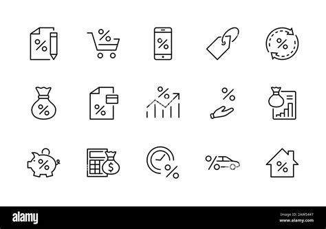 Set Of Credit And Loan Related Vector Line Icons Contains Such Icons