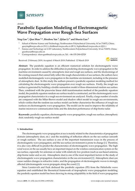 Pdf Parabolic Equation Modeling Of Electromagnetic Wave Propagation Over Rough Sea Surfaces