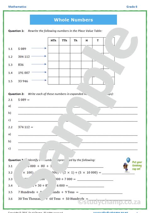 Grade 6 Maths Workbook Whole Numbers