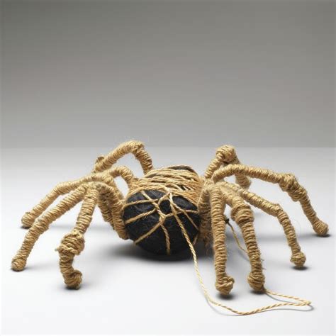 A Spider Made Of String Is Sitting On A White Background Premium Ai Generated Image