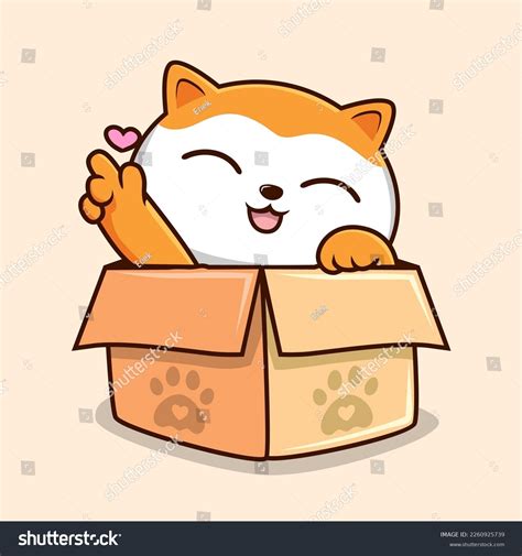 Cat Box Cartoon Cute White Orange Stock Vector Royalty Free Shutterstock