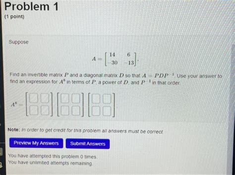 Solved Problem 1 1 Point SupposeA 1463013 Find An Chegg Com