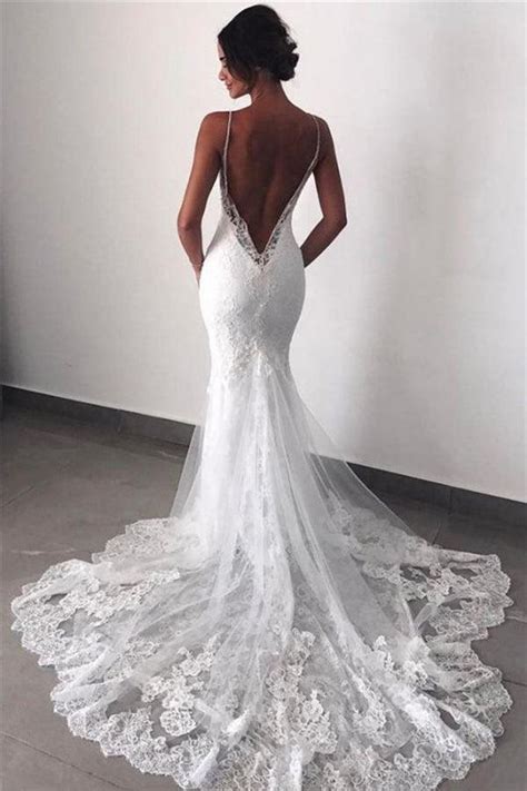 Sexy Lace Wedding Dresses With Open Back