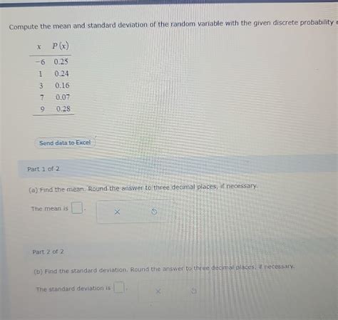 Solved Compute The Mean And Standard Deviation Of The Random Chegg