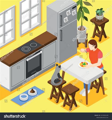 Introvert Extrovert People Isometric Background Dinner Stock Vector Royalty Free