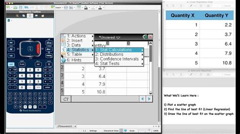 Linear Regression TI NSpire CX YouTube