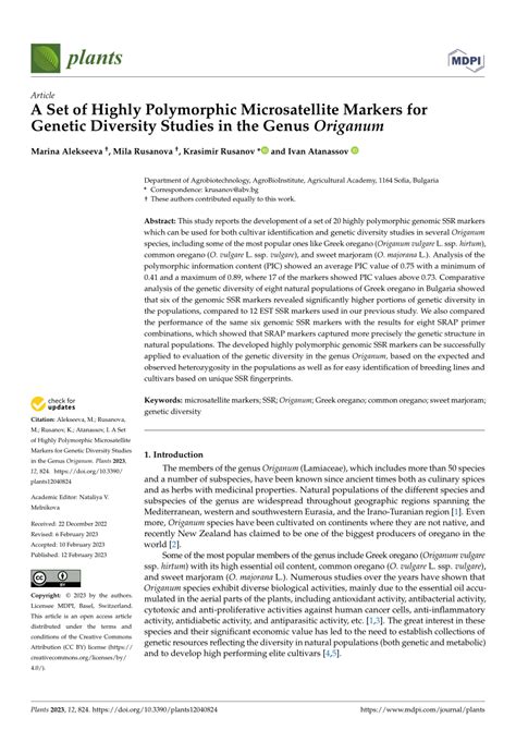 Pdf A Set Of Highly Polymorphic Microsatellite Markers For Genetic