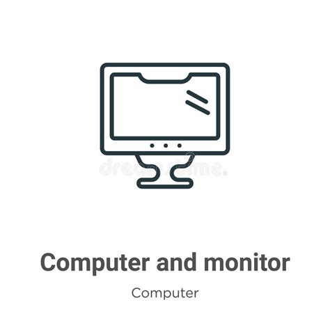 Computer And Monitor Outline Vector Icon Thin Line Black Computer And Monitor Icon Flat Vector