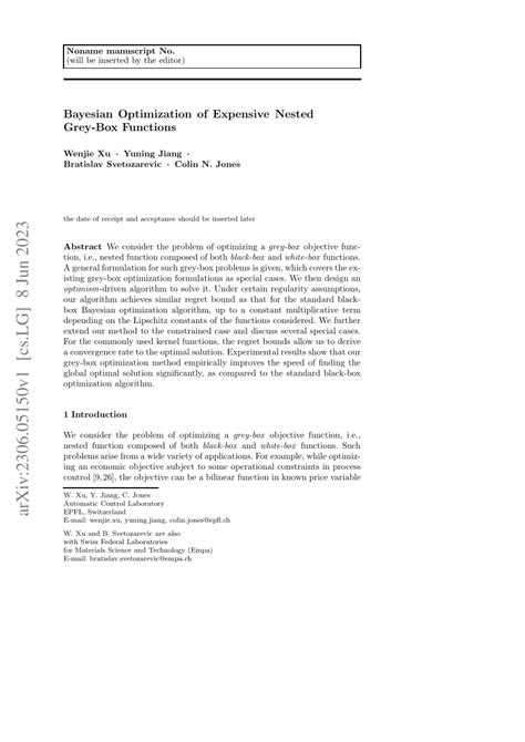 Pdf Bayesian Optimization Of Expensive Nested Grey Box Functions