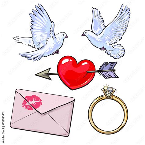 Gold Wedding Clip Art Doves