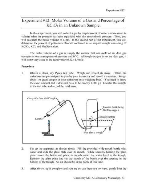 Experiment 12 Molar Volume Of A Gas And Moorpark College