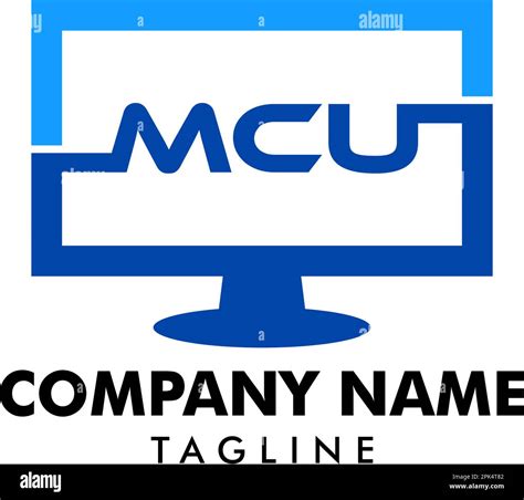 Computer PC Monitor With Initial Letter MCU Logo Design Template Stock Vector Image Art Alamy