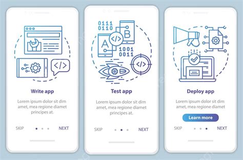 Mobile App Onboarding Template With Linear Illustrations And Ui Design
