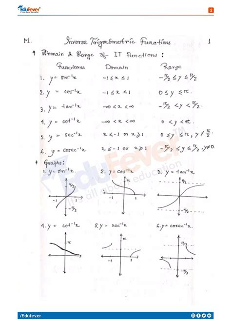 inverse trigonometric functions mathematics handwritten notes pdf