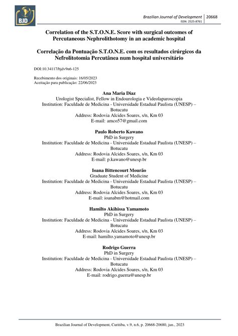 Pdf Correlation Of The Stone Score With Surgical Outcomes Of Percutaneous Nephrolithotomy