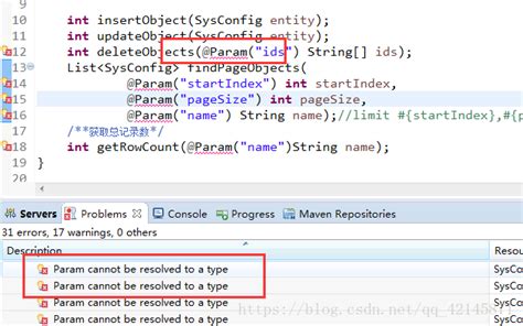 异常提示org apache ibatis annotations param；at sun reflect generics
