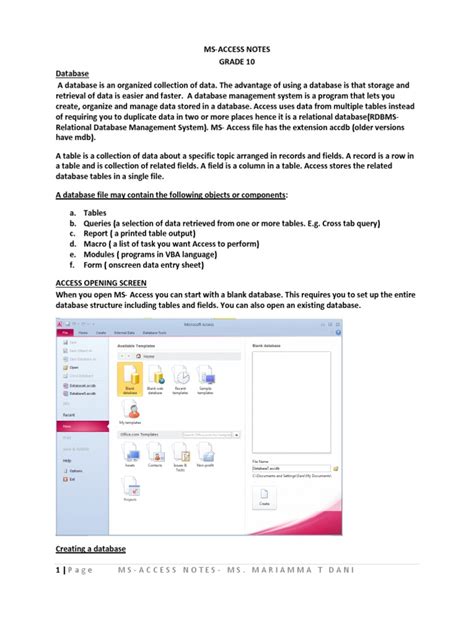 Ms Access Notes Pdf Databases Information Retrieval
