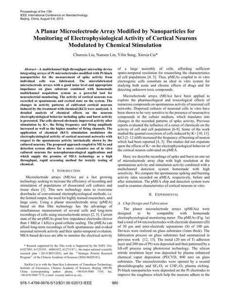 pdf a planar microelectrode array modified by nanoparticles for