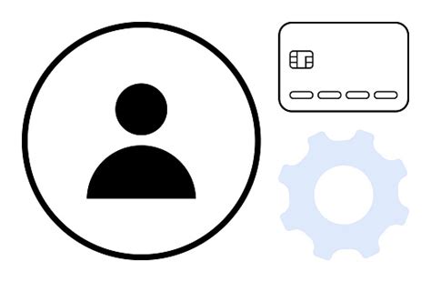 계정 설정 및 관리를 위한 Id 카드 및 기어가 있는 간소화된 사용자 프로필 신용 카드에 대한 스톡 벡터 아트 및 기타 이미지 신용 카드 준비 개념 Istock