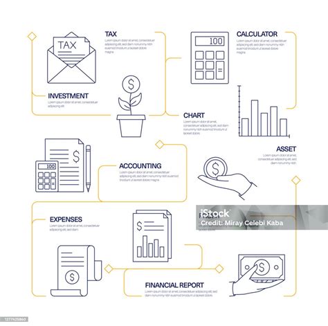 회계 현대 라인 스타일 인포그래픽 템플릿 워크플로 프로세스 차트 순서도에 대한 스톡 벡터 아트 및 기타 이미지 순서도 은행업무 경제 Istock