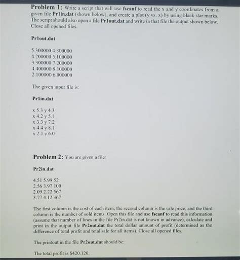 solved problem 1 write a script that will use fscanf to